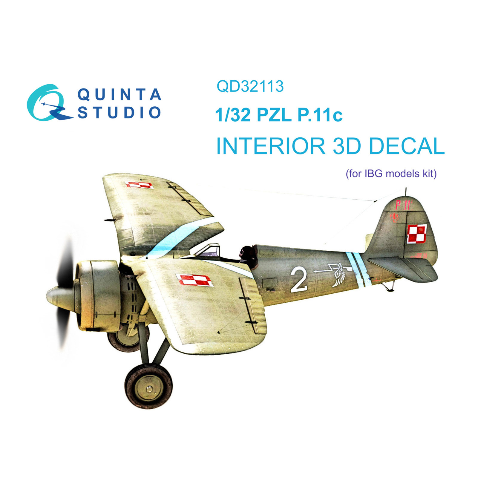 QD32113 Quinta Studio 1/32 3D Cabin interior Decal PZL P.11c (IBG model ...