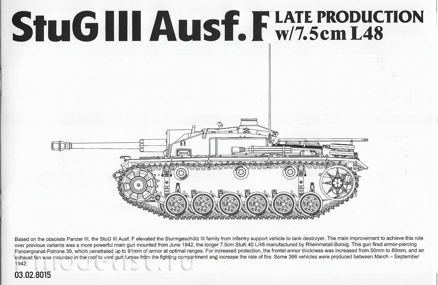 8015 Takom 1/35 StuG III Ausf. F Late release with 7.5cm L/48 :: Pre-order