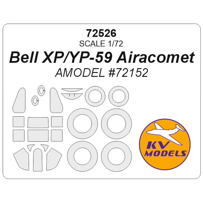 72526 KV Models 1/72 Paint mask for Bell XP/YP-59 Airacomet + masks for ...